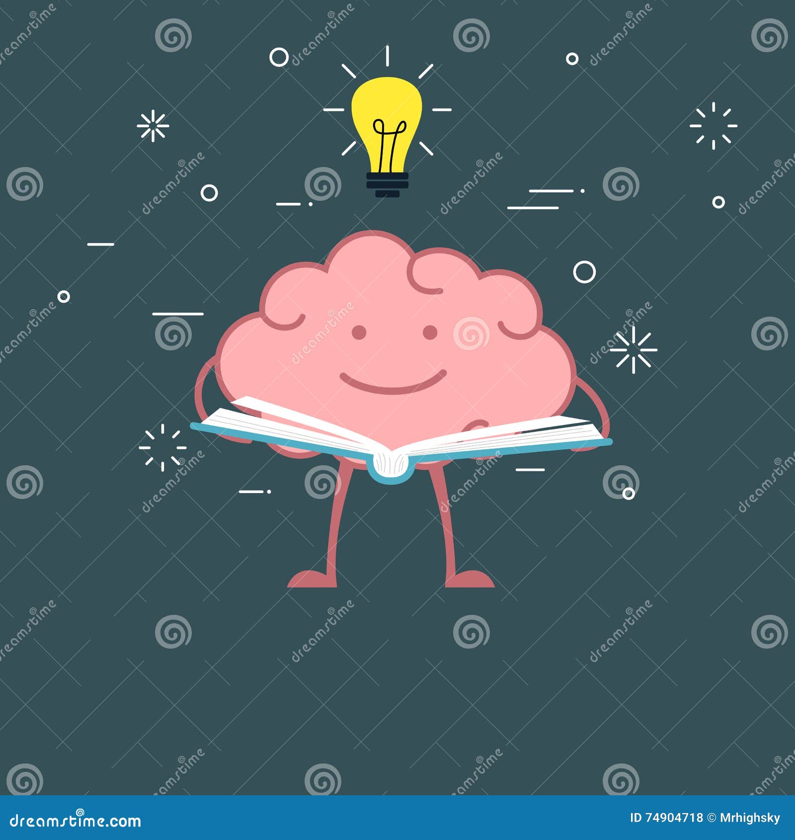 Cartoon Brain Reading a Book Stock Vector - Illustration of smart ...