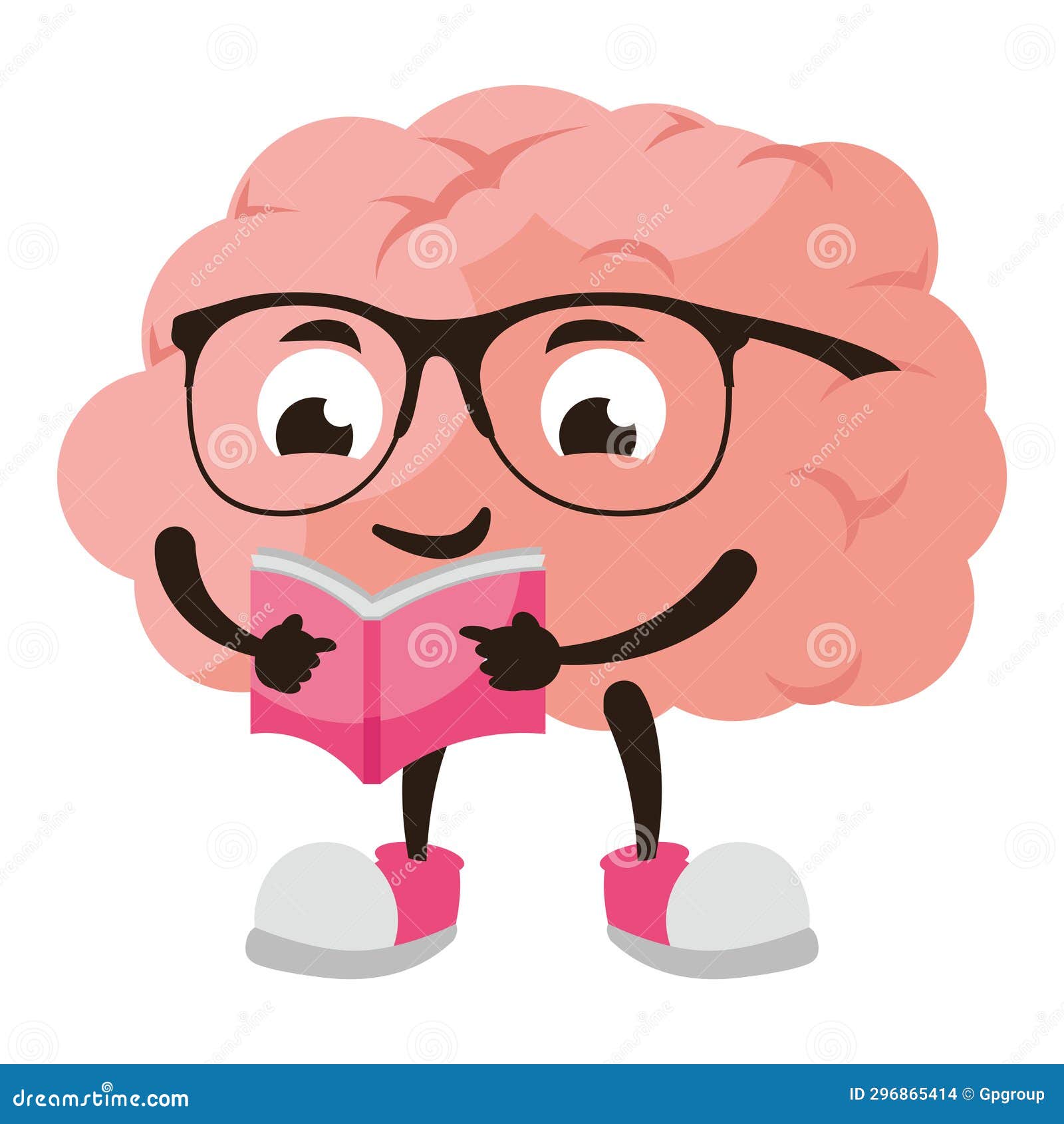 Cartoon brain reading stock illustration. Illustration of imagination ...