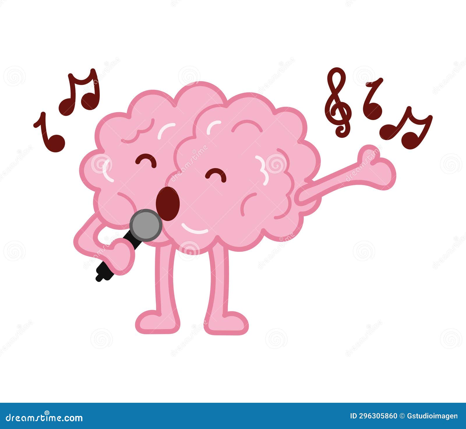 Cartoon brain singing stock illustration. Illustration of idea - 296305860