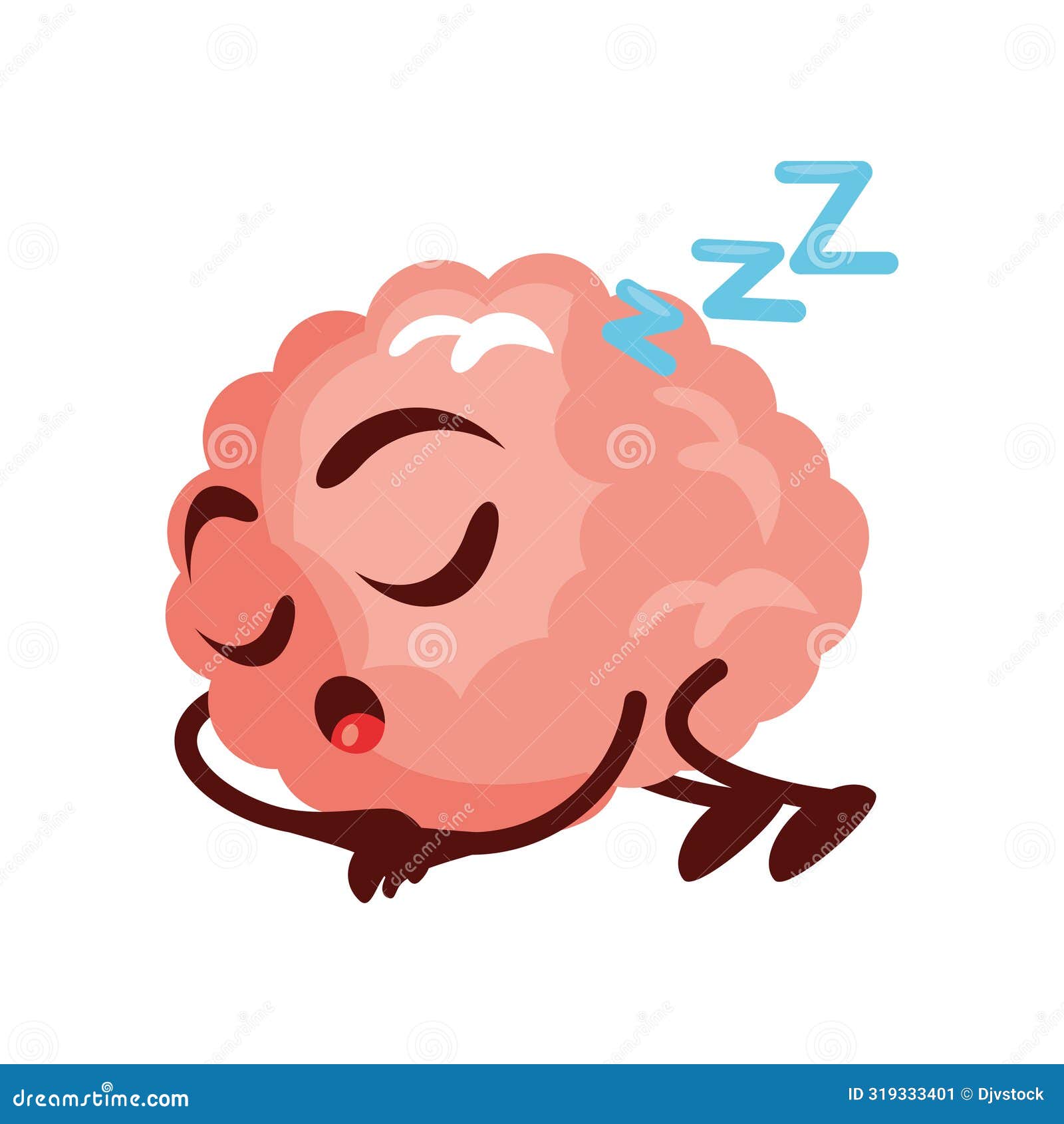Brain Sleeping With Teddy Bear Comic Character Representing Intellect ...