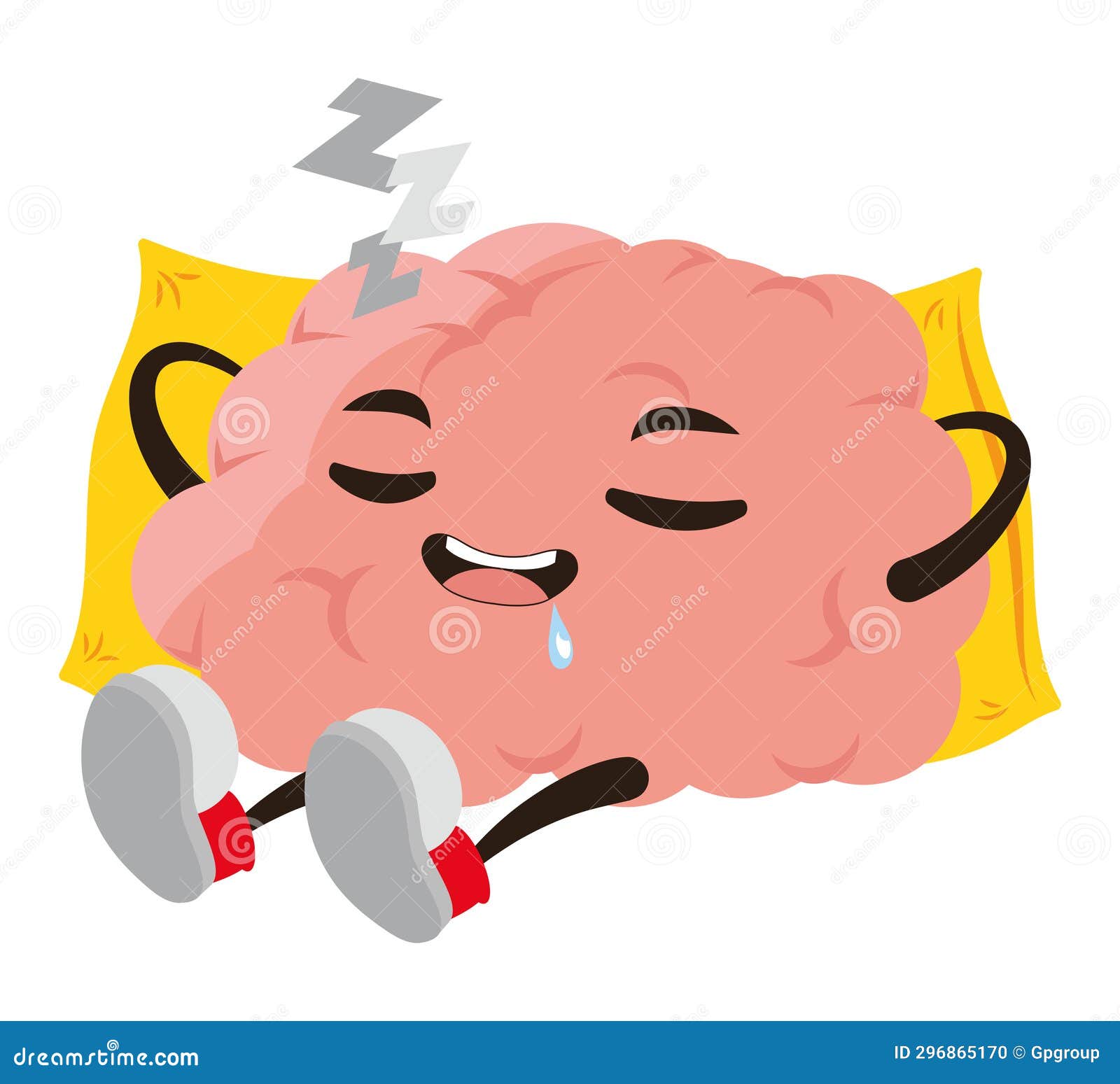 Brain Sleeping With Teddy Bear Comic Character Representing Intellect ...