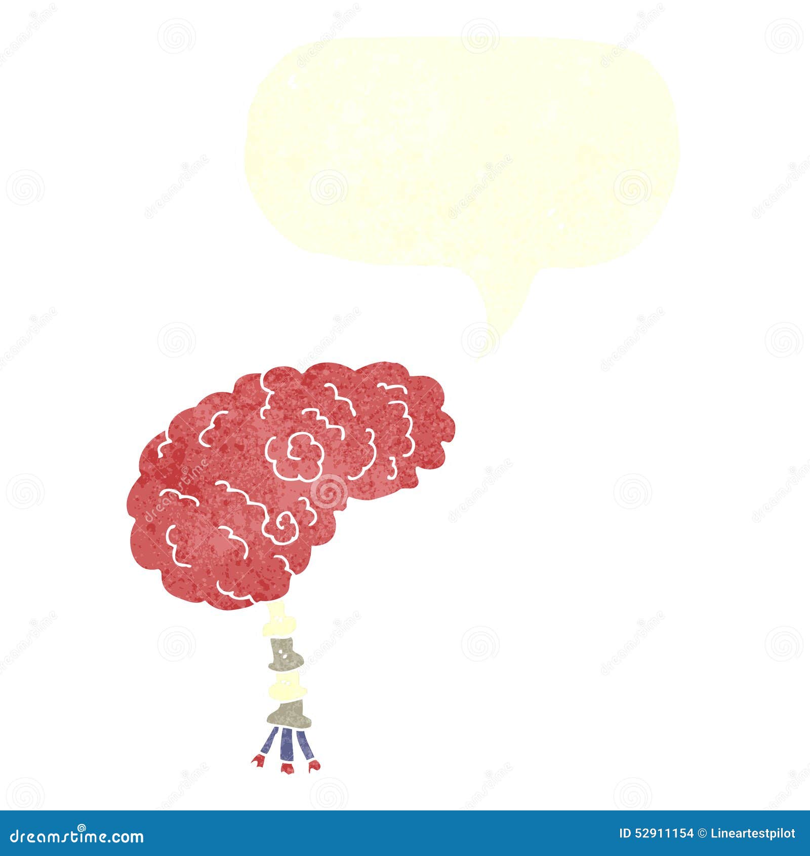 Cartoon Brain with Speech Bubble Stock Illustration - Illustration of ...