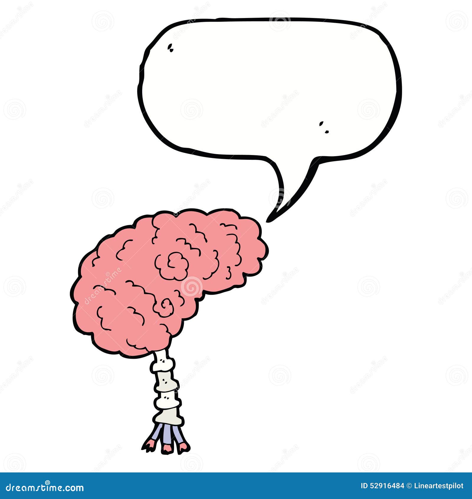 Cartoon Brain with Speech Bubble Stock Illustration - Illustration of ...