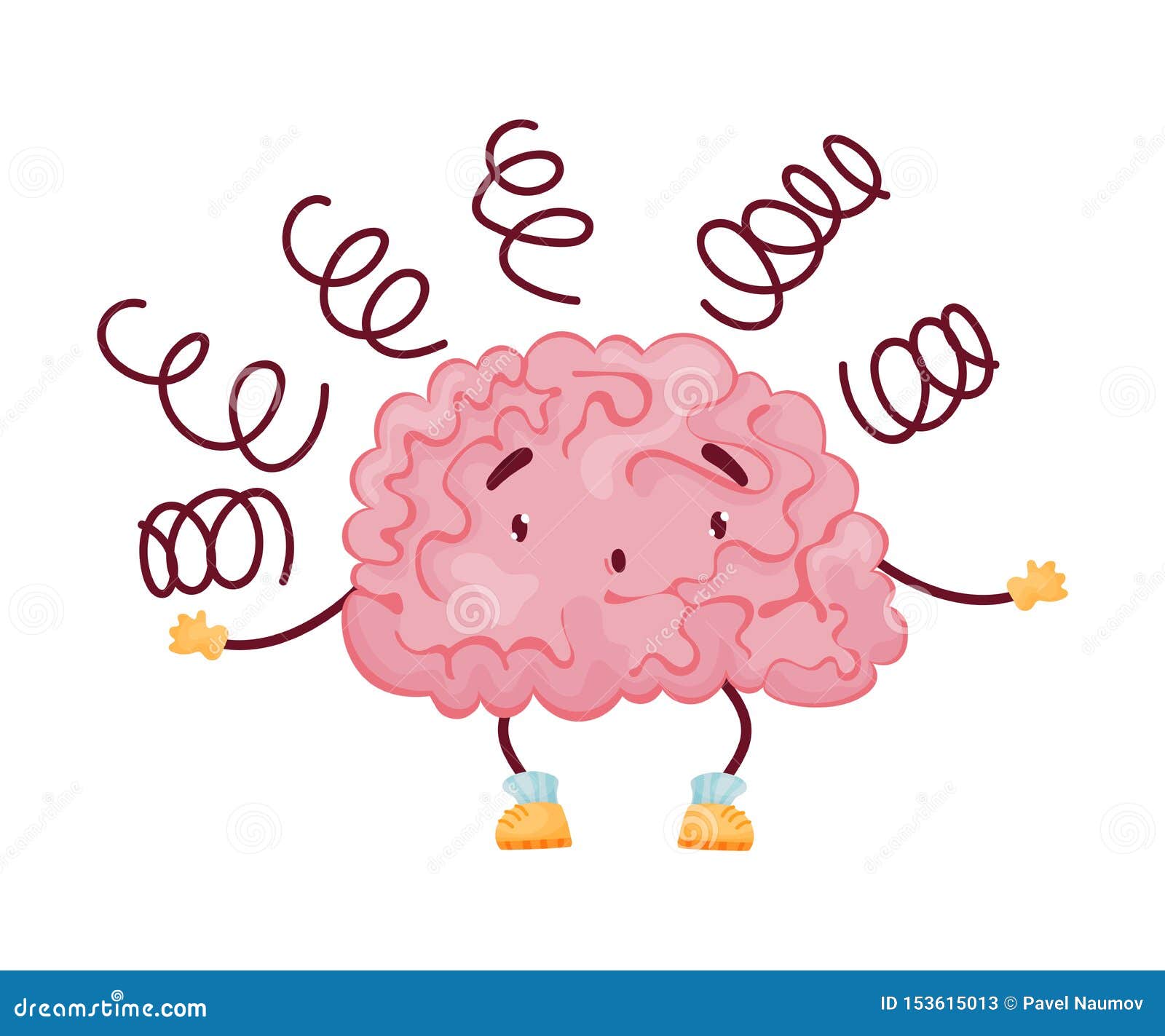 Surprised Brain On A White Background. Cartoon. Vector Illustration ...