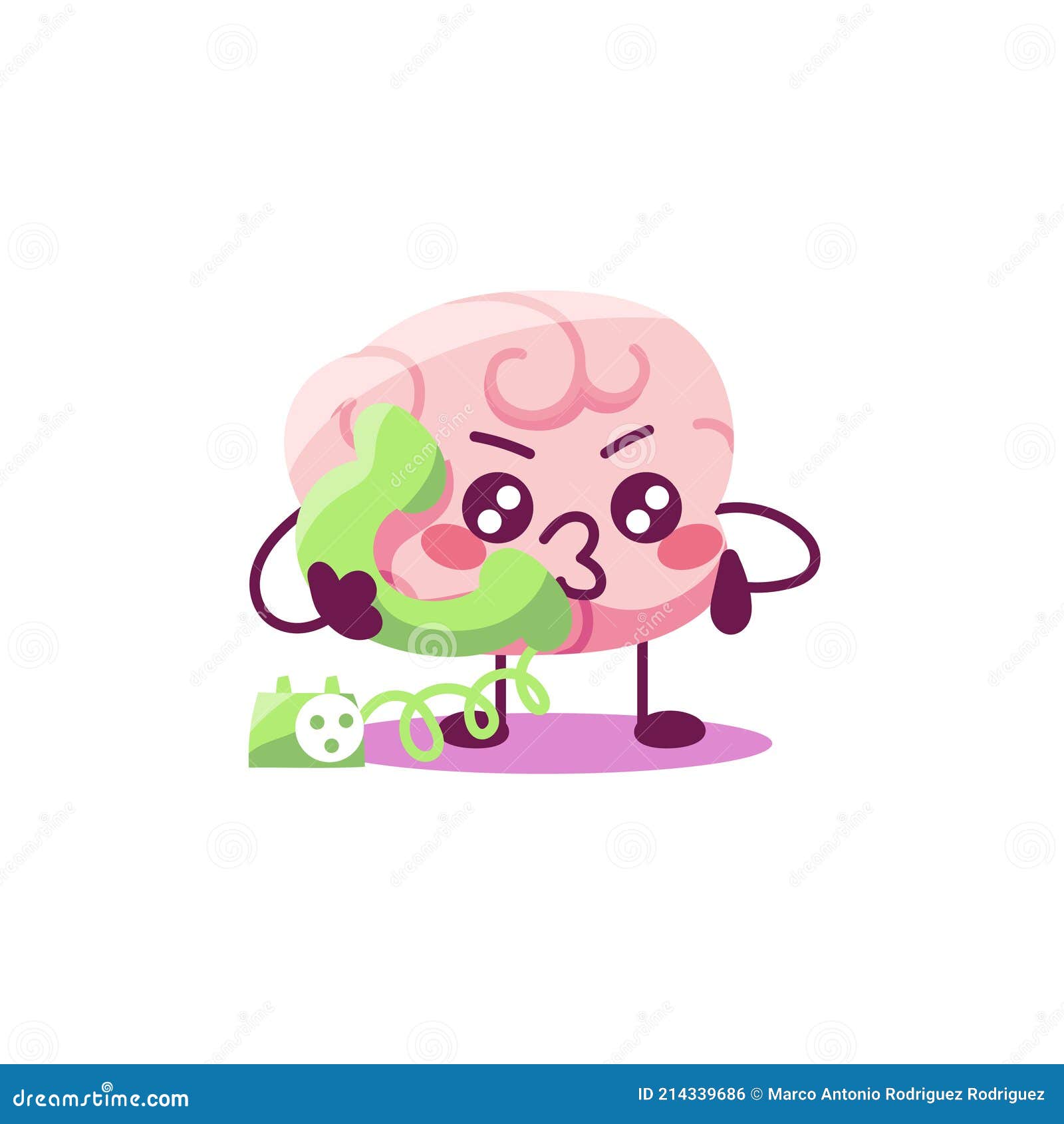 Cartoon of a Brain Talking on the Phone Stock Vector - Illustration of ...