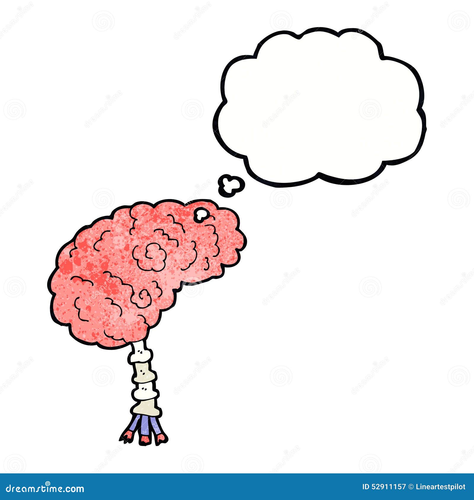 Cartoon Brain with Thought Bubble Stock Illustration - Illustration of ...