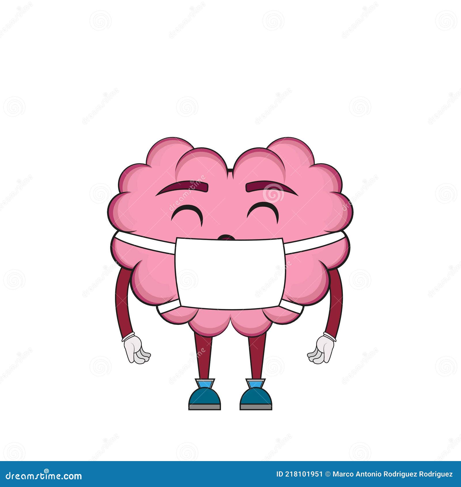 Cartoon of a Brain Using a Face Mask Stock Vector - Illustration of ...