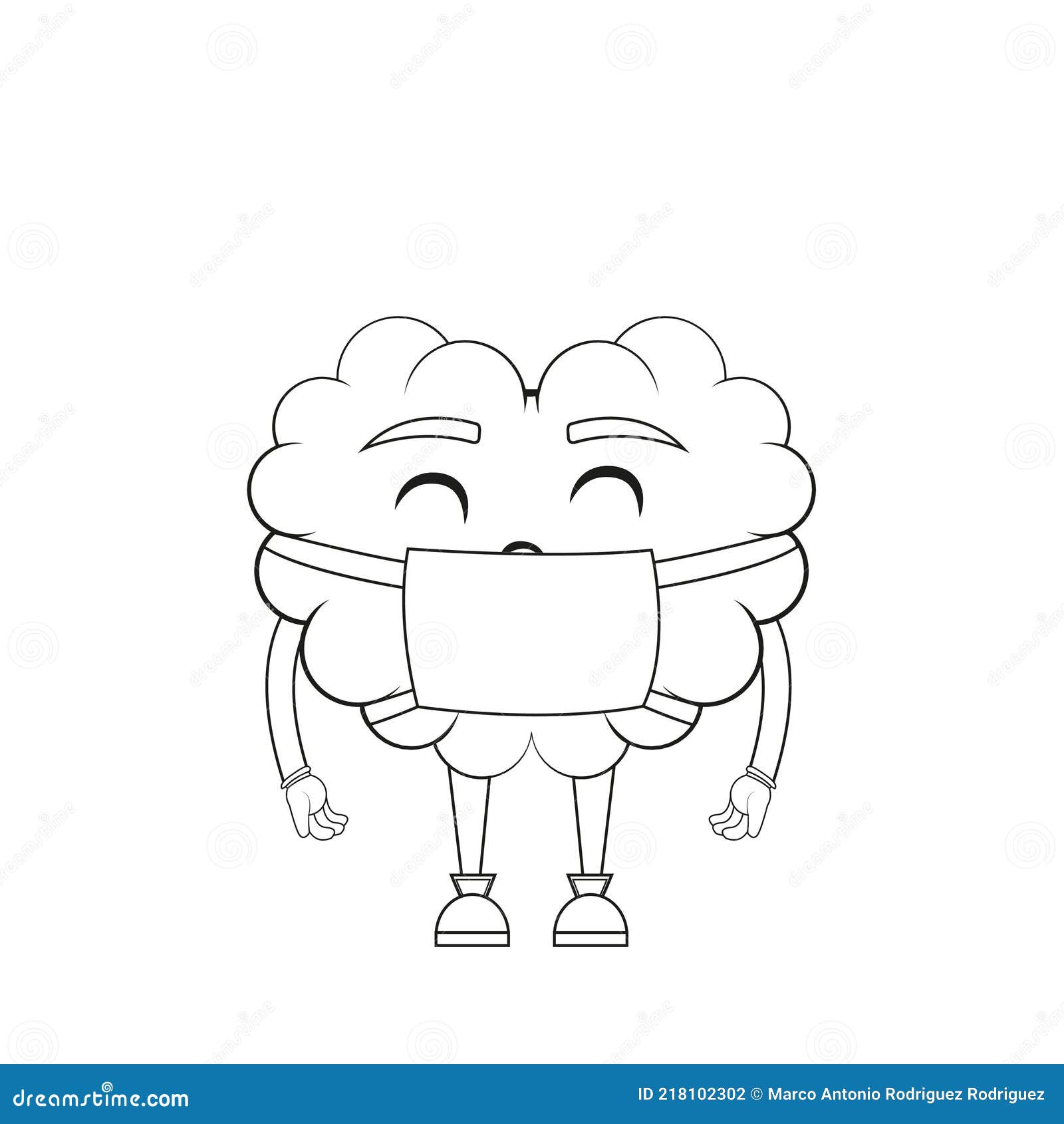 Cartoon of a Brain Using a Face Mask Stock Vector - Illustration of ...