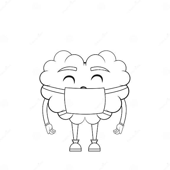 Cartoon of a Brain Using a Face Mask Stock Vector - Illustration of ...