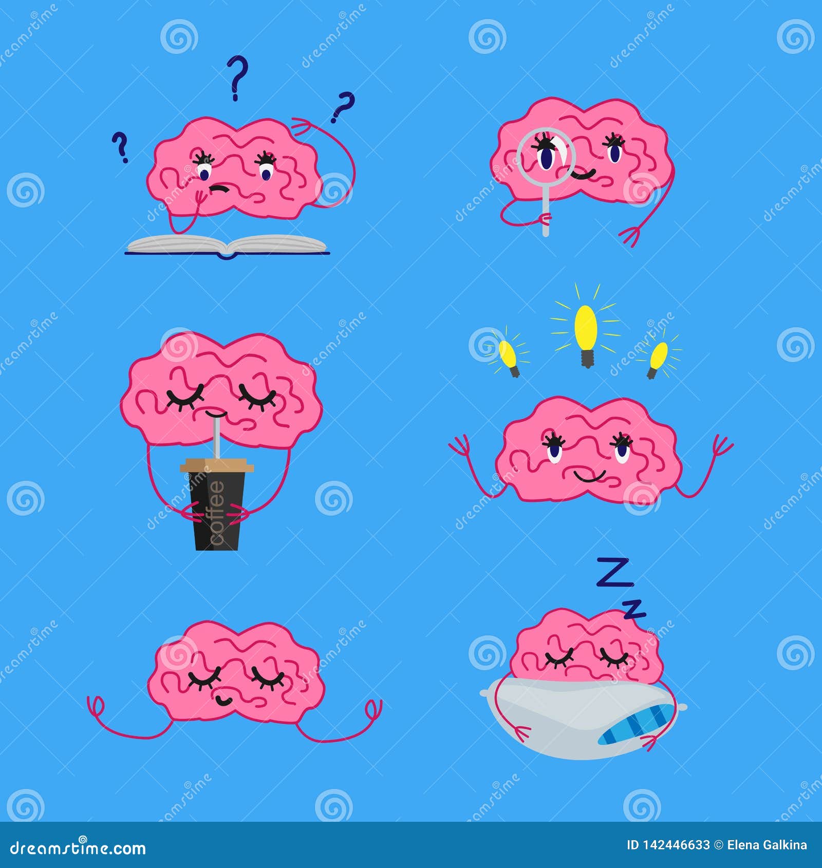 Cartoon brain vector set stock vector. Illustration of brainstorming ...