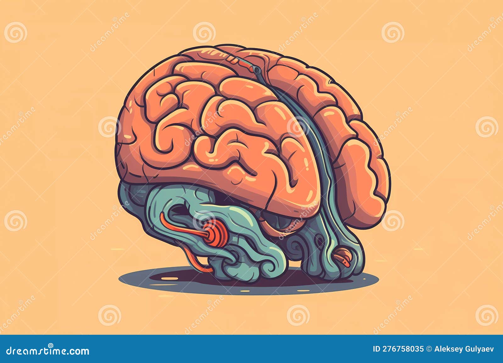 A Cartoon of a Brain with the Word Brain on it AI Generation Stock ...