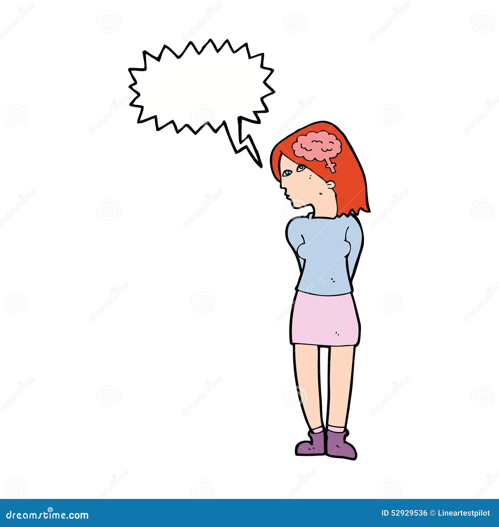 Cartoon Brainy Woman with Speech Bubble Stock Illustration ...