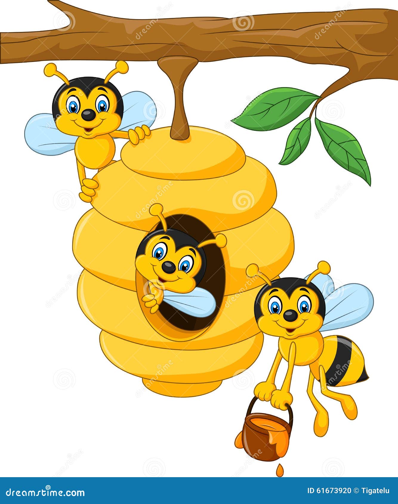 Cartoon Branch of a Tree with a Beehive and a Bee Stock Vector ... Cartoon Branch of a Tree with a Beehive and a Bee Stock Vector ...