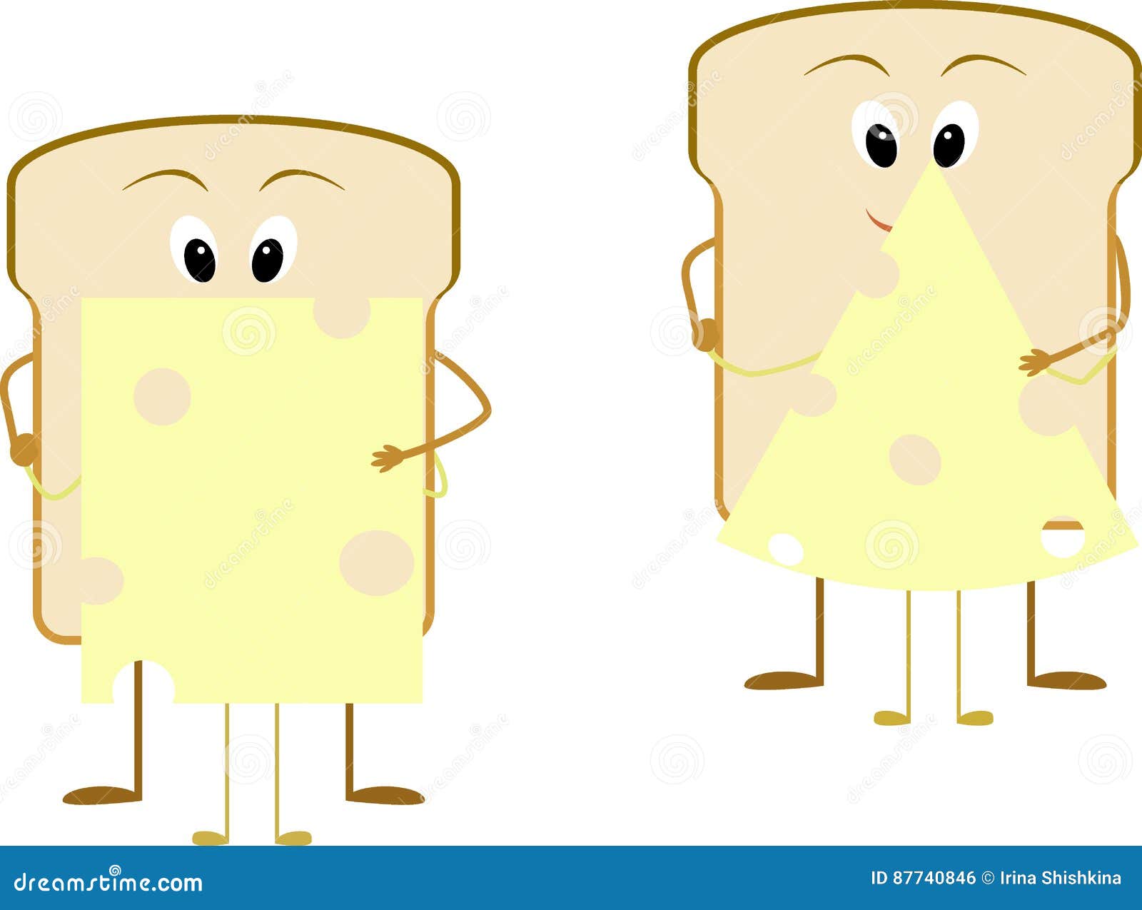 Cartoon Breakfast, Bread and Cheese Stock Vector - Illustration of face ...