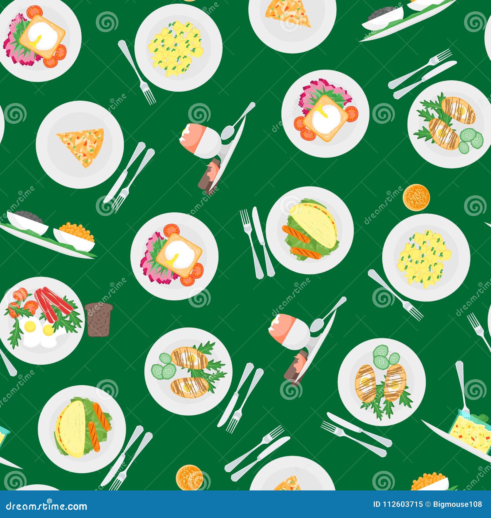 Cartoon Breakfast MenuSeamless Pattern Background. Vector Stock Vector ...