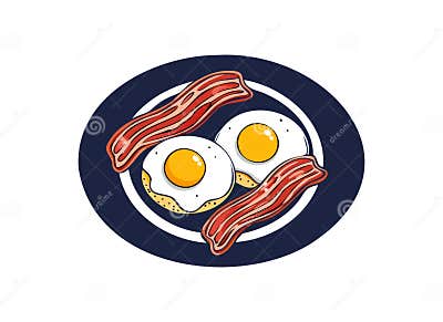Cartoon Breakfast Plate with Bacon and Eggs - Vector Illustration Stock ...