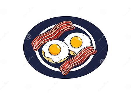 Cartoon Breakfast Plate with Bacon and Eggs - Vector Illustration Stock ...