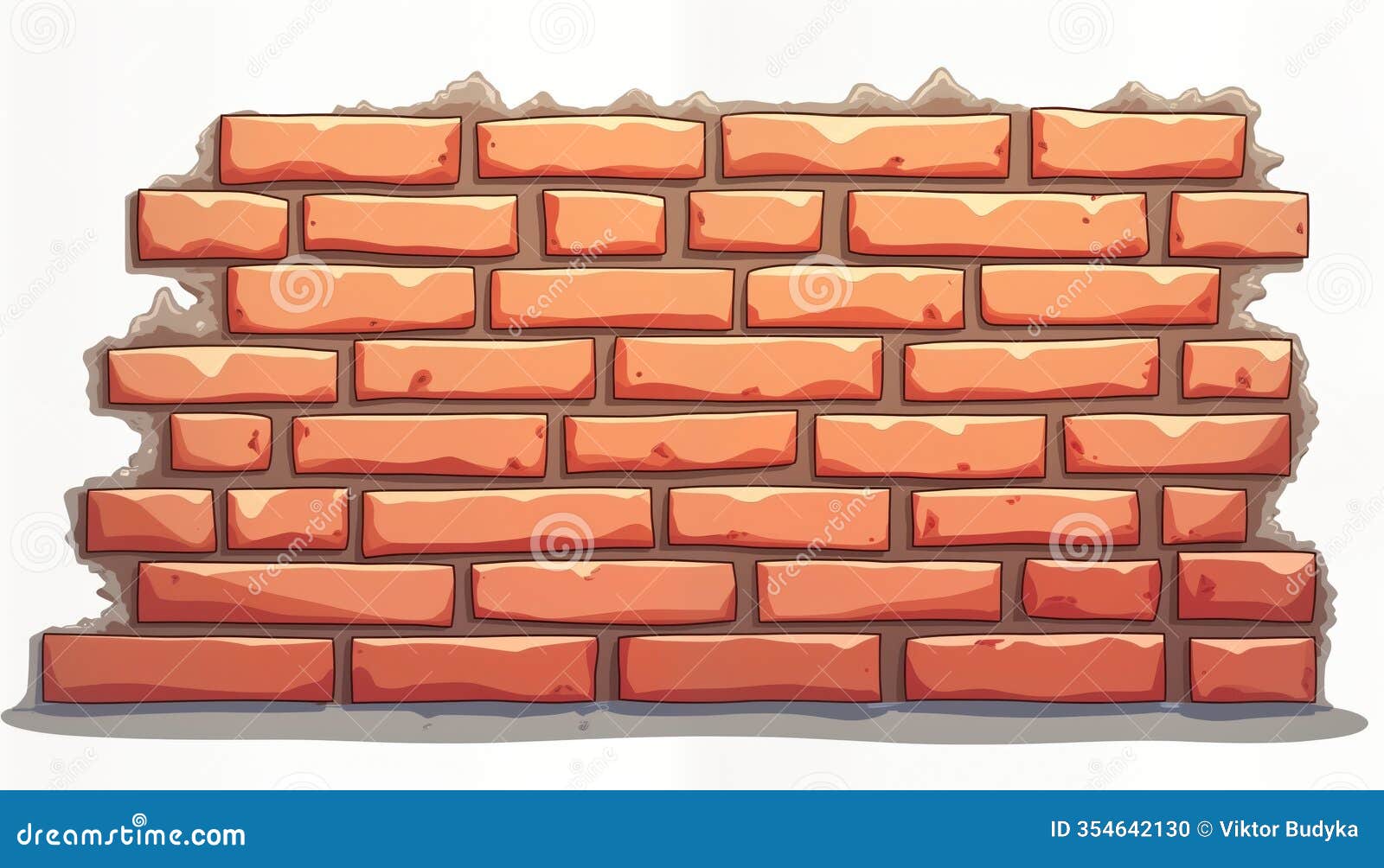 Cartoon Brick Wall Illustration Shows Orange Bricks Arranged in Regular ...