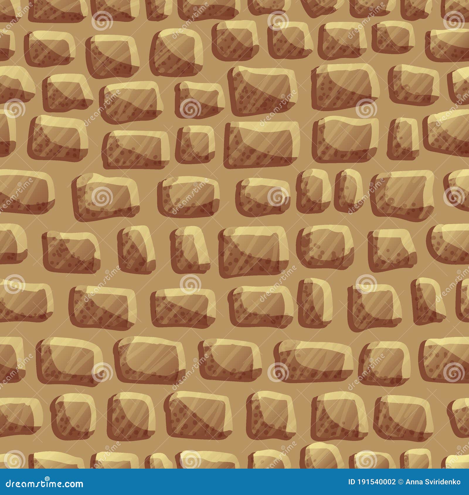 Cartoon Brick Wall Texture Seamless Brown Background Stock Illustration ...