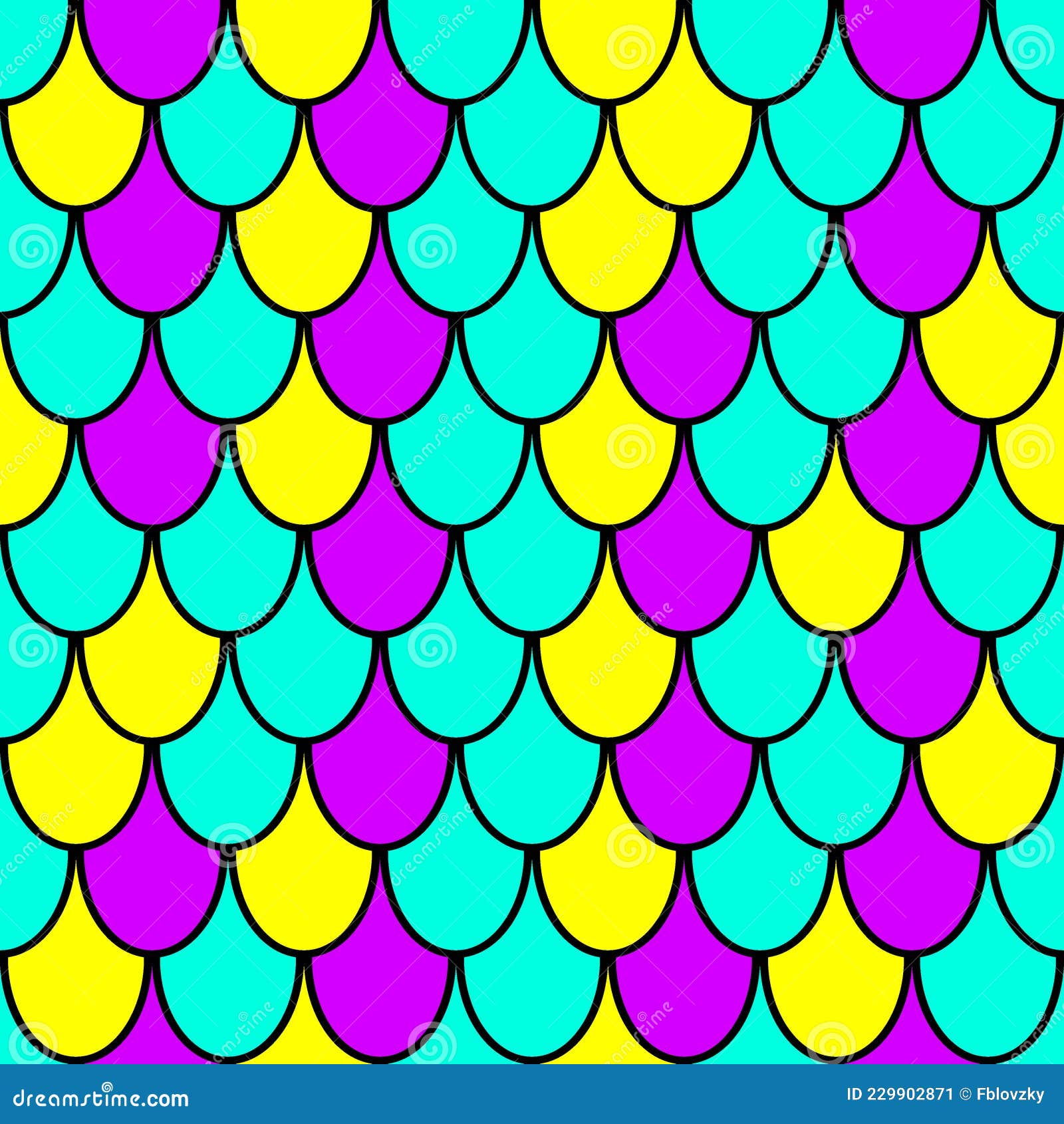 Cartoon Bright Fish Scales, Seamless Vector Pattern Stock Vector ...