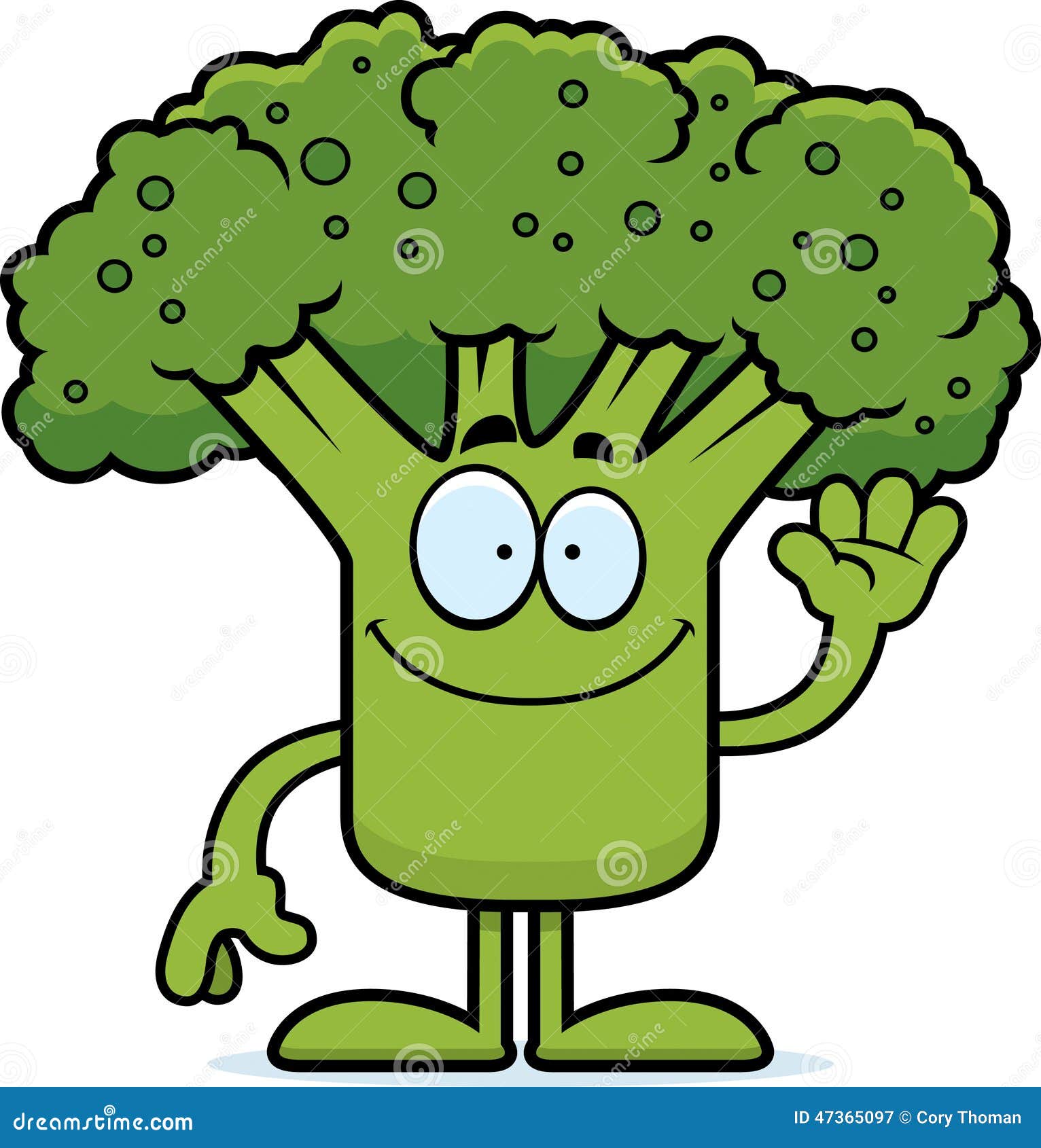Cartoon Broccoli Waving stock vector. Illustration of piece - 47365097