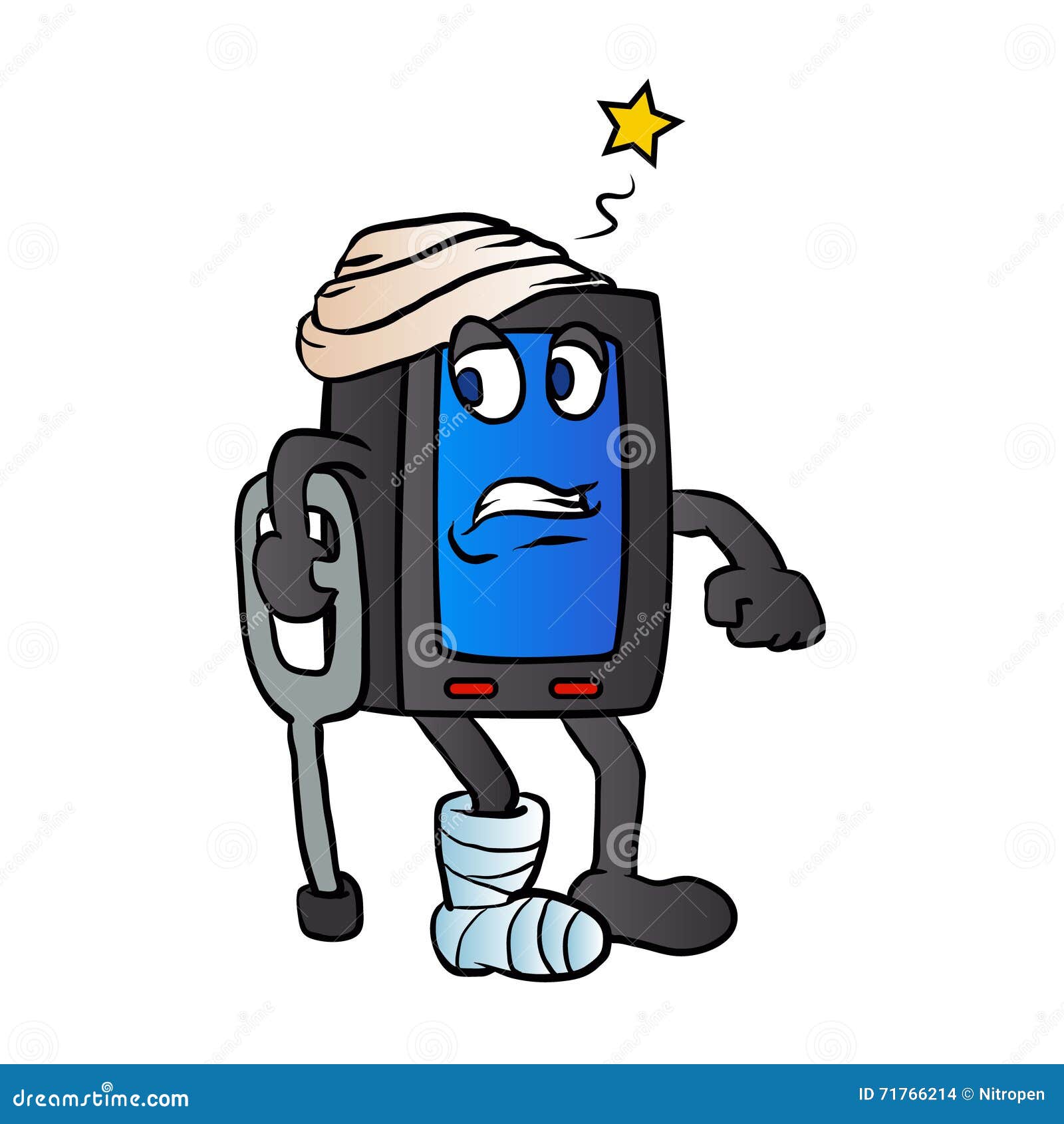 Cartoon broken smart phone stock vector. Illustration of modern - 71766214