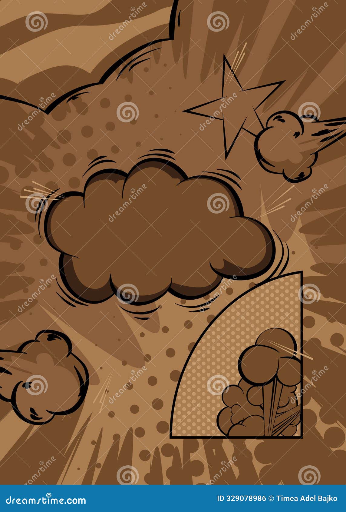 Cartoon Brown Background, Comic Book Backdrop. Retro Vector Comics Pop ...
