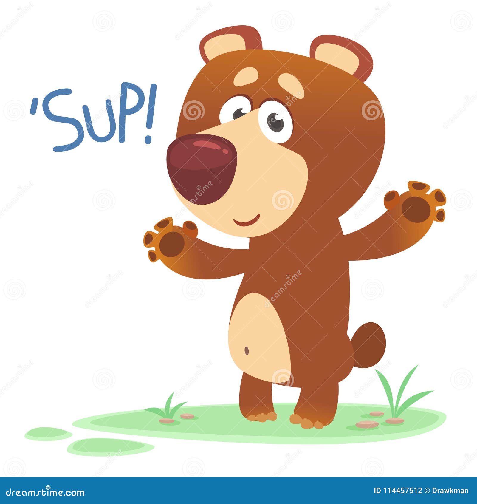 Cartoon Brown Bear Saying `Sup`. Vector Illustration Stock Vector ...