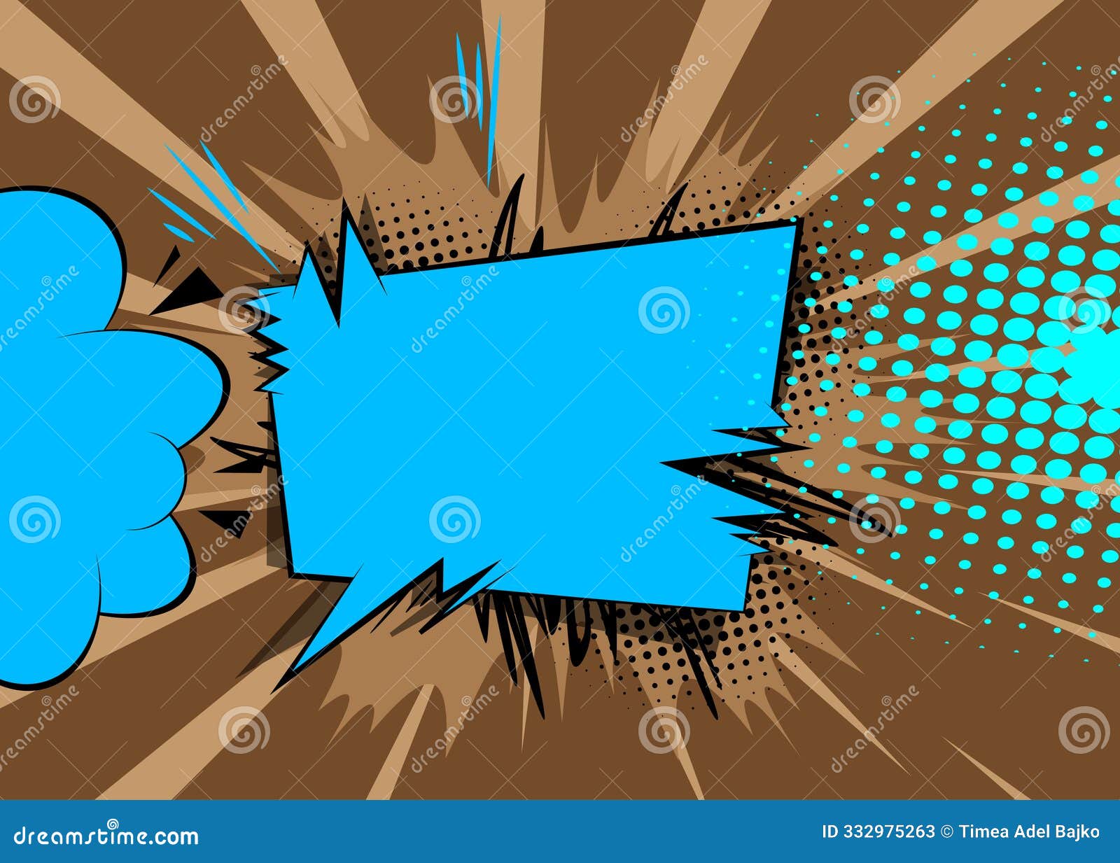 Cartoon Brown and Blue Background, Comic Book Backdrop. Retro Vector ...