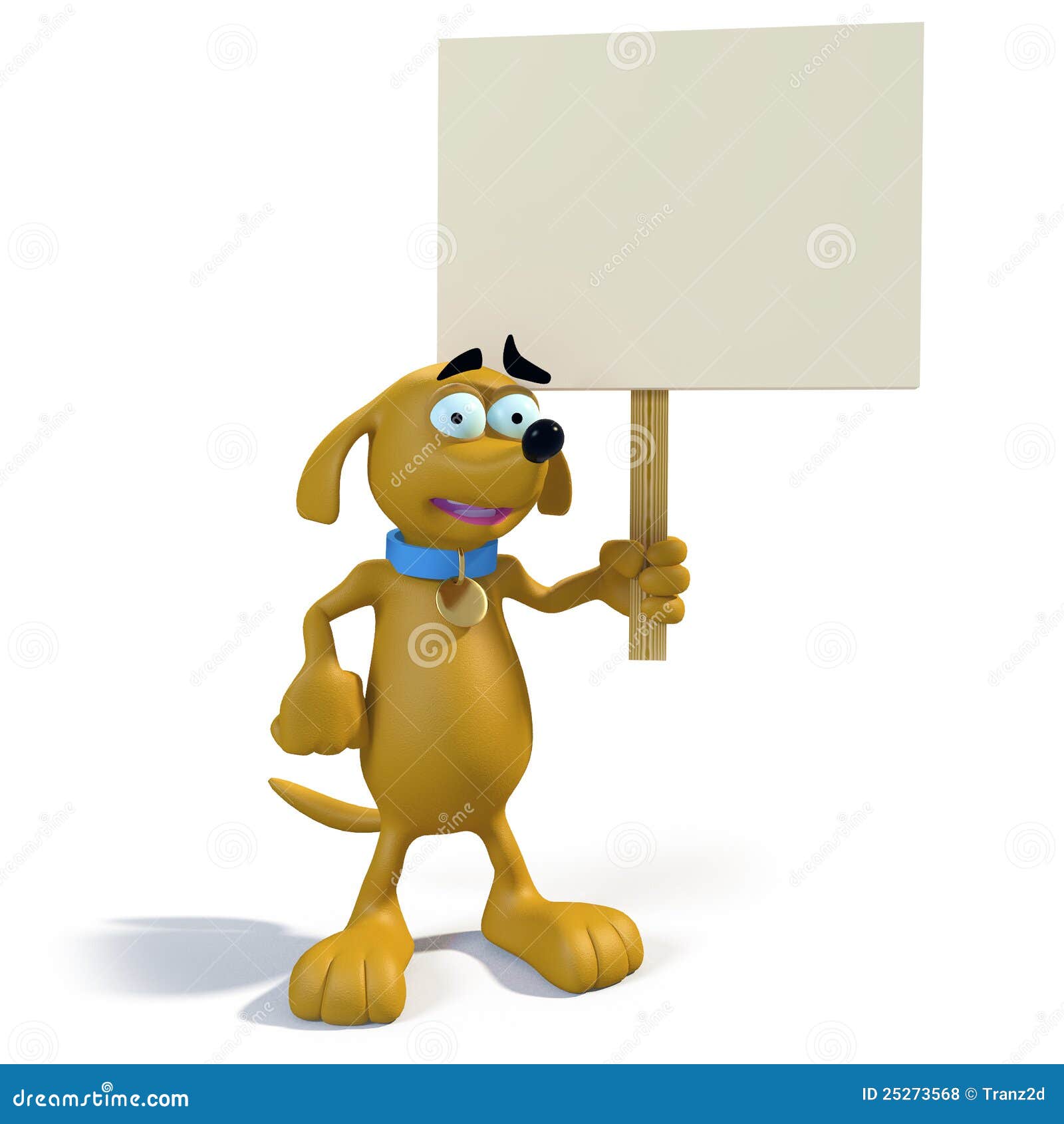 Cartoon Brown Dog Holding Sign Stock Illustration - Illustration of ...