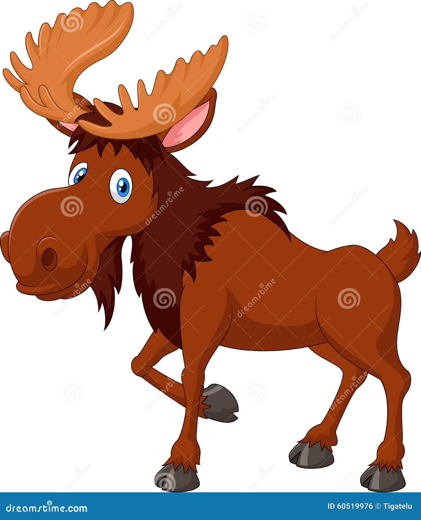 Cartoon Brown Moose Isolated on White Background Stock Vector ...