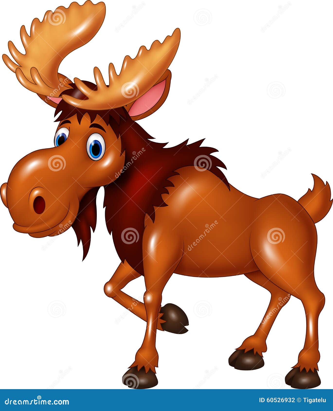 Cartoon Brown Moose Isolated On White Background Stock Vector ...