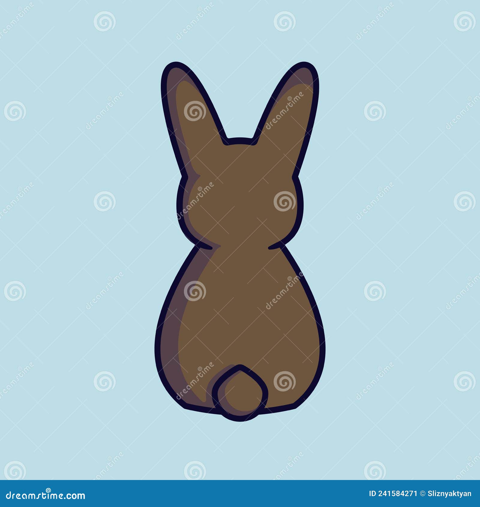 Cartoon Brown Rabbit. Easter Bunny. Back View Stock Vector ...