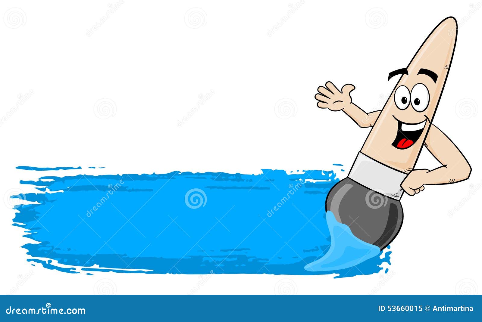 Cartoon Brush Marks a Blue Area Stock Vector - Illustration of ...