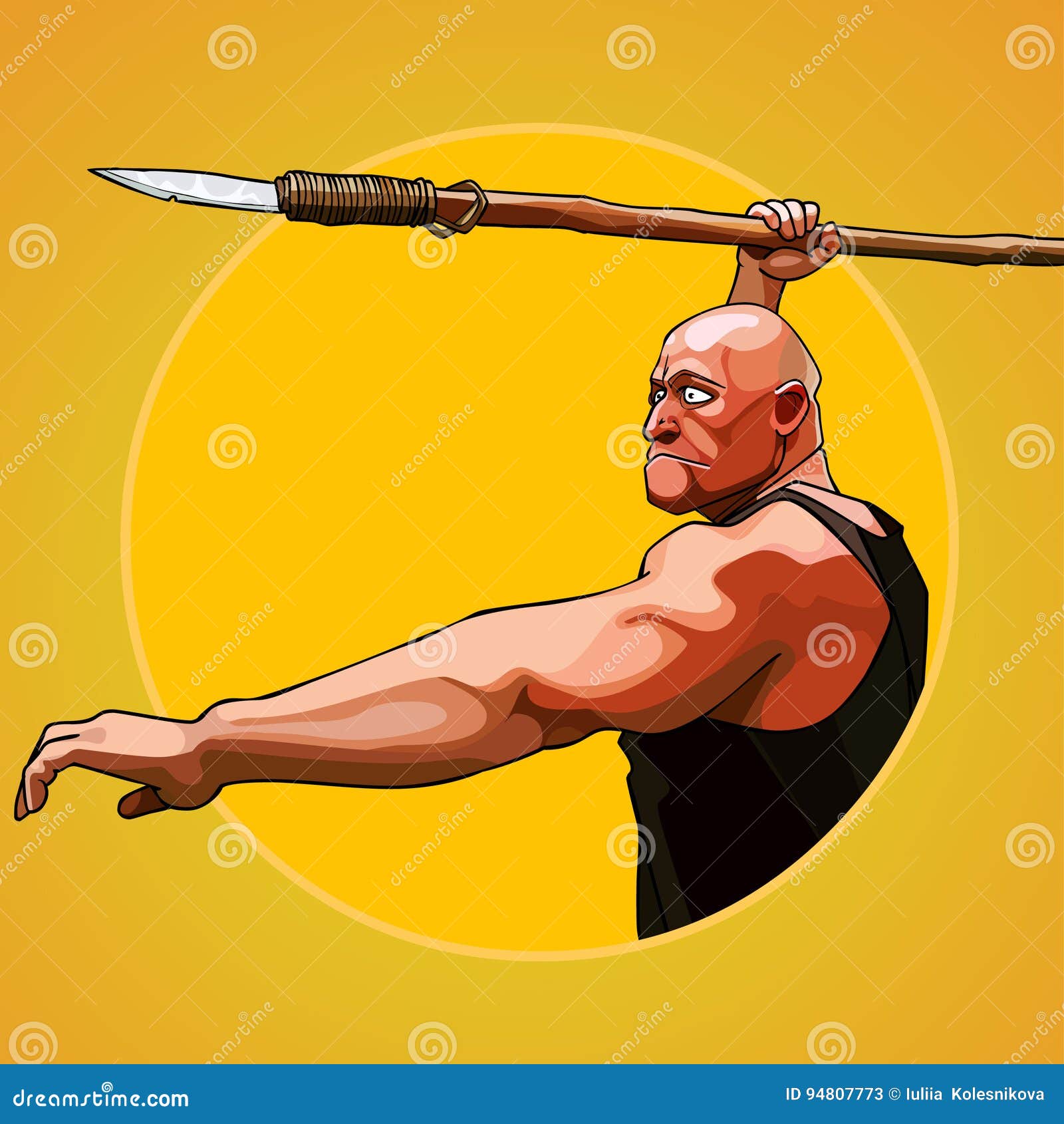 Cartoon Brutal Man Aims To Hold a Spear in His Hand Stock Vector ... Cartoon Brutal Man Aims To Hold a Spear in His Hand Stock Vector ...