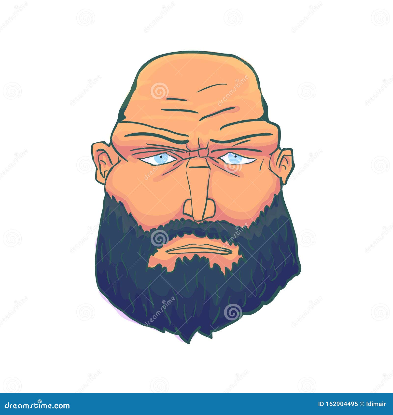 Cartoon Brutal Man Face Mit Bart Vector Vektor Abbildung - Illustration ...