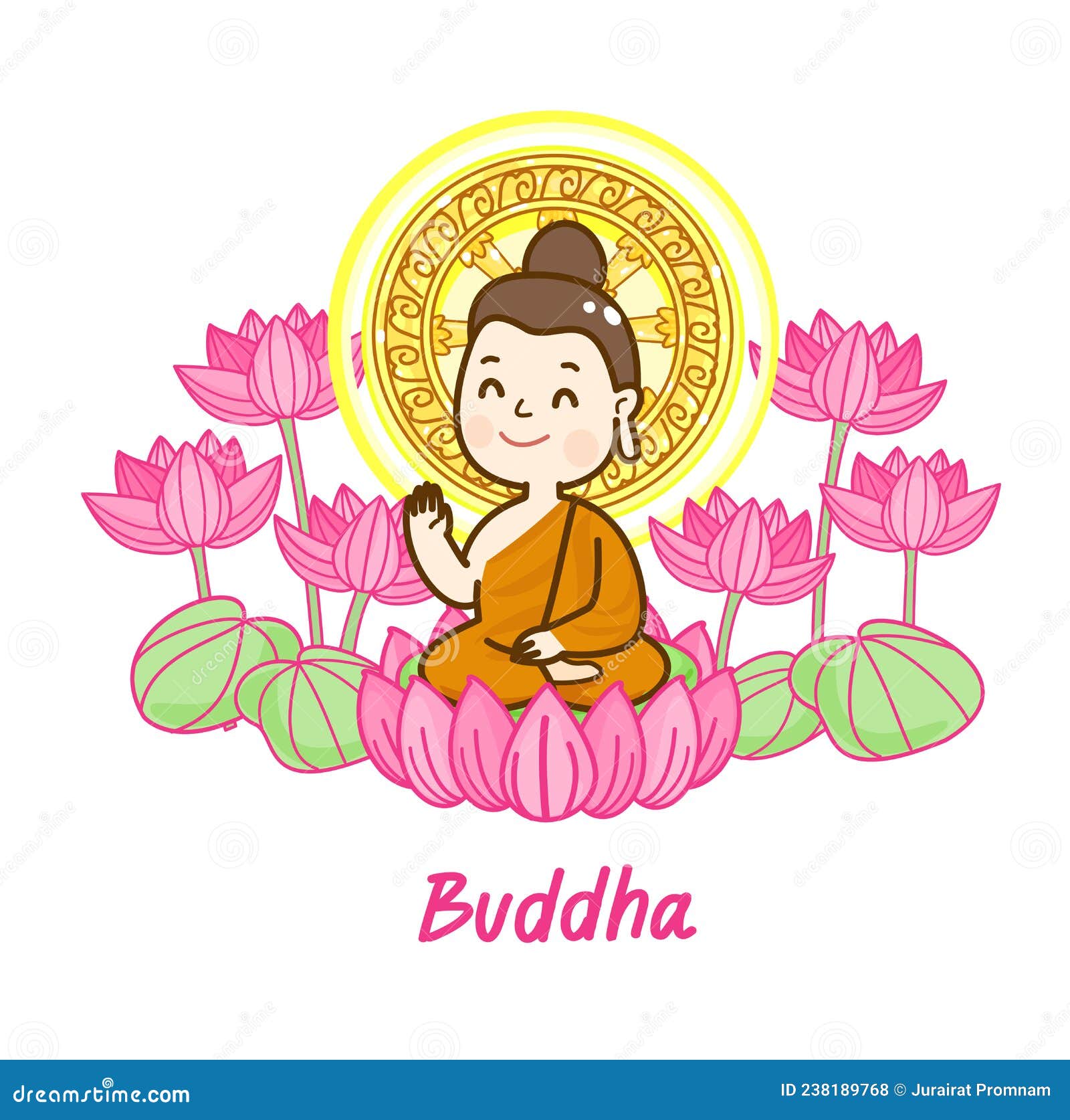 Cartoon the Buddha Character Vector. Stock Vector - Illustration of ...
