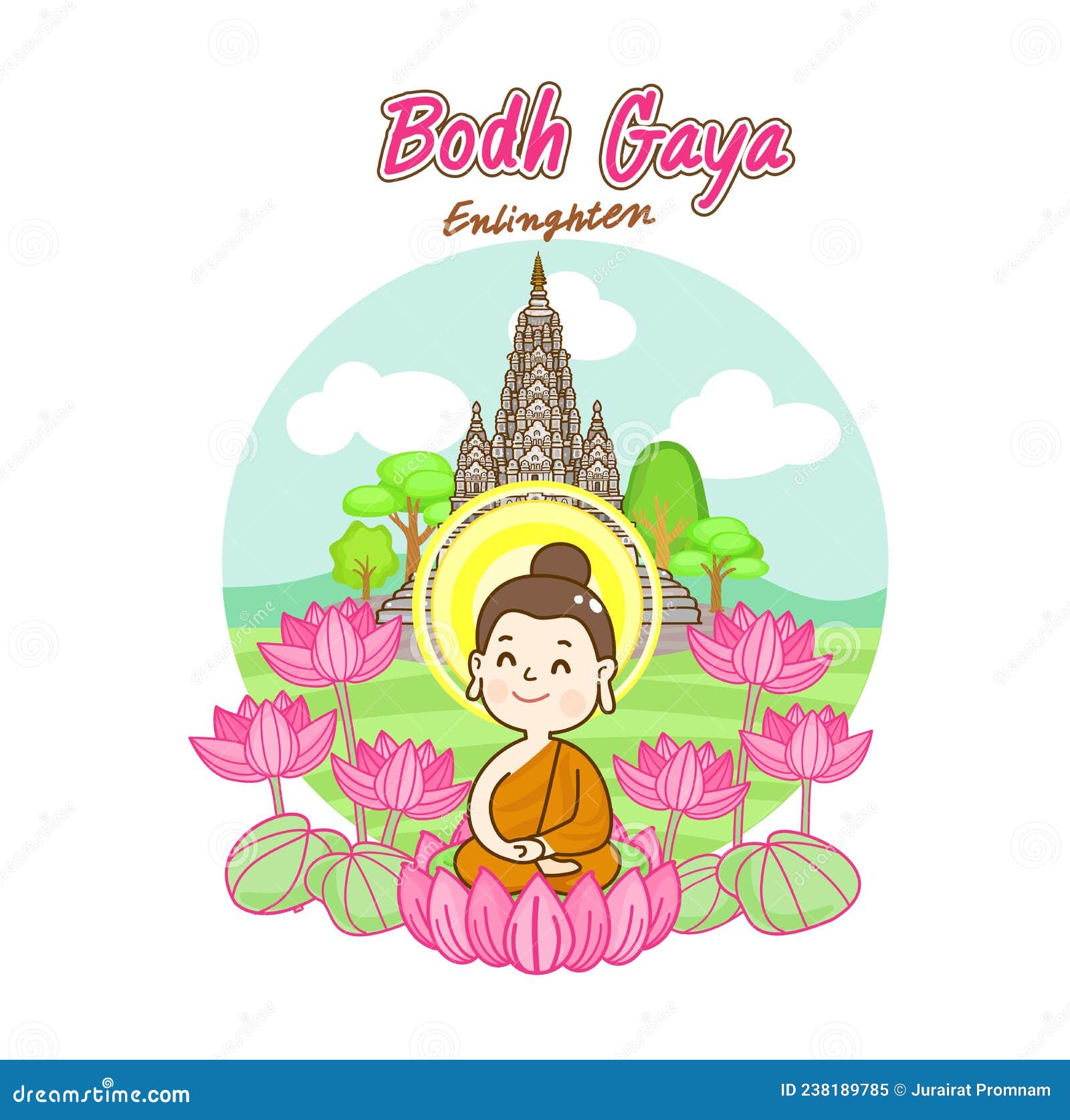 Cartoon the Buddha Character Vector. Stock Vector - Illustration of ...