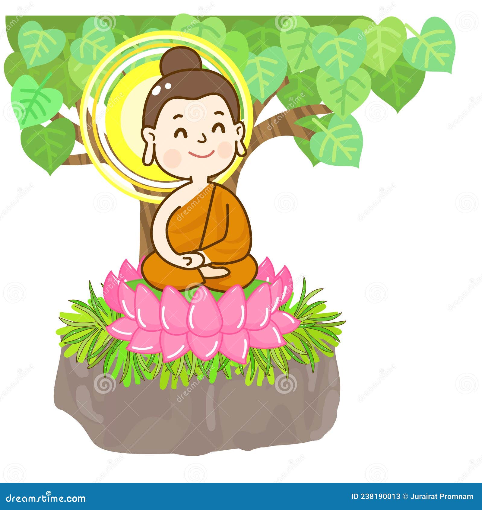 Cartoon the Buddha Character Vector. Stock Vector - Illustration of ...