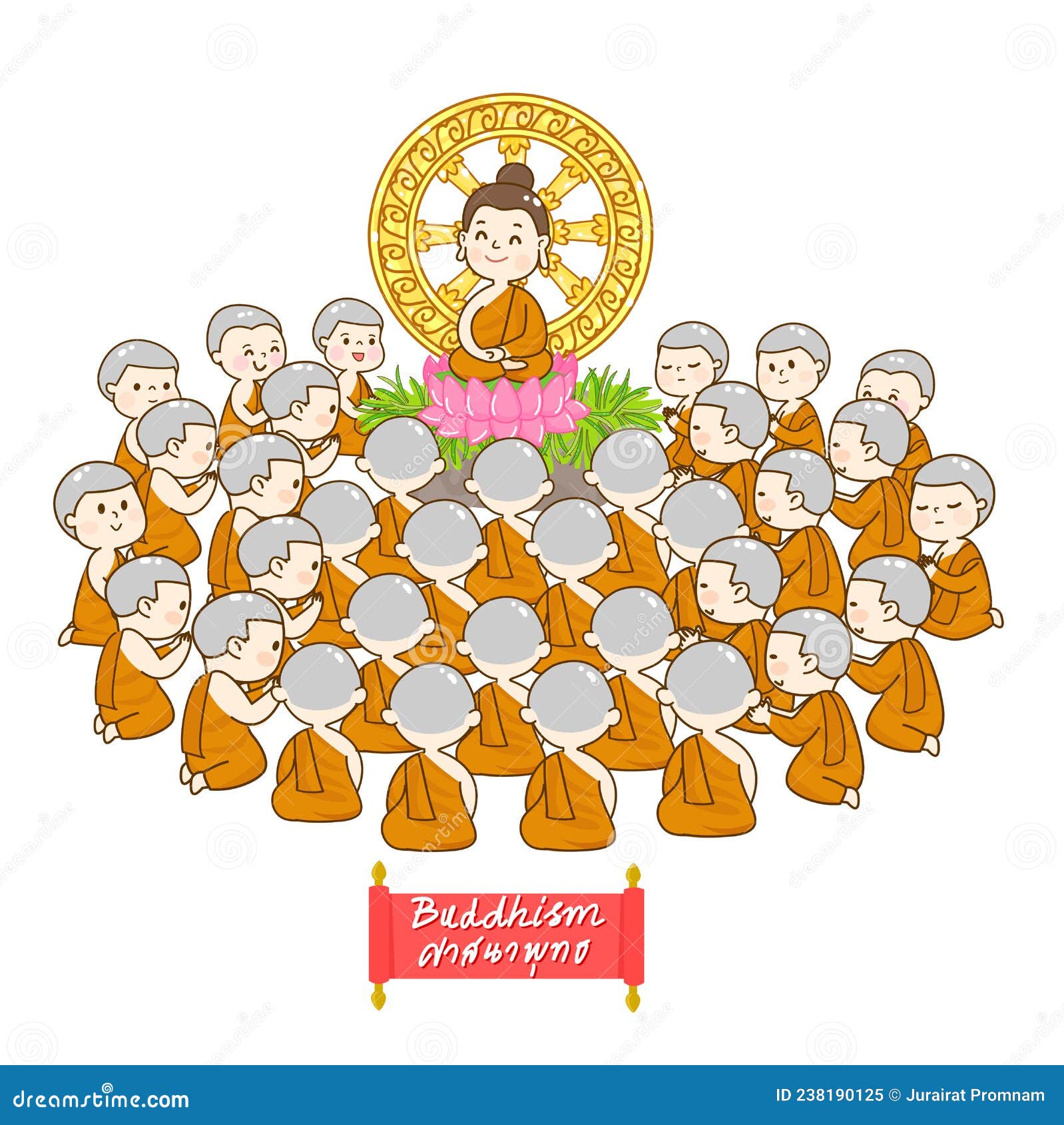 Cartoon the Buddha Character Vector. Stock Vector - Illustration of ...