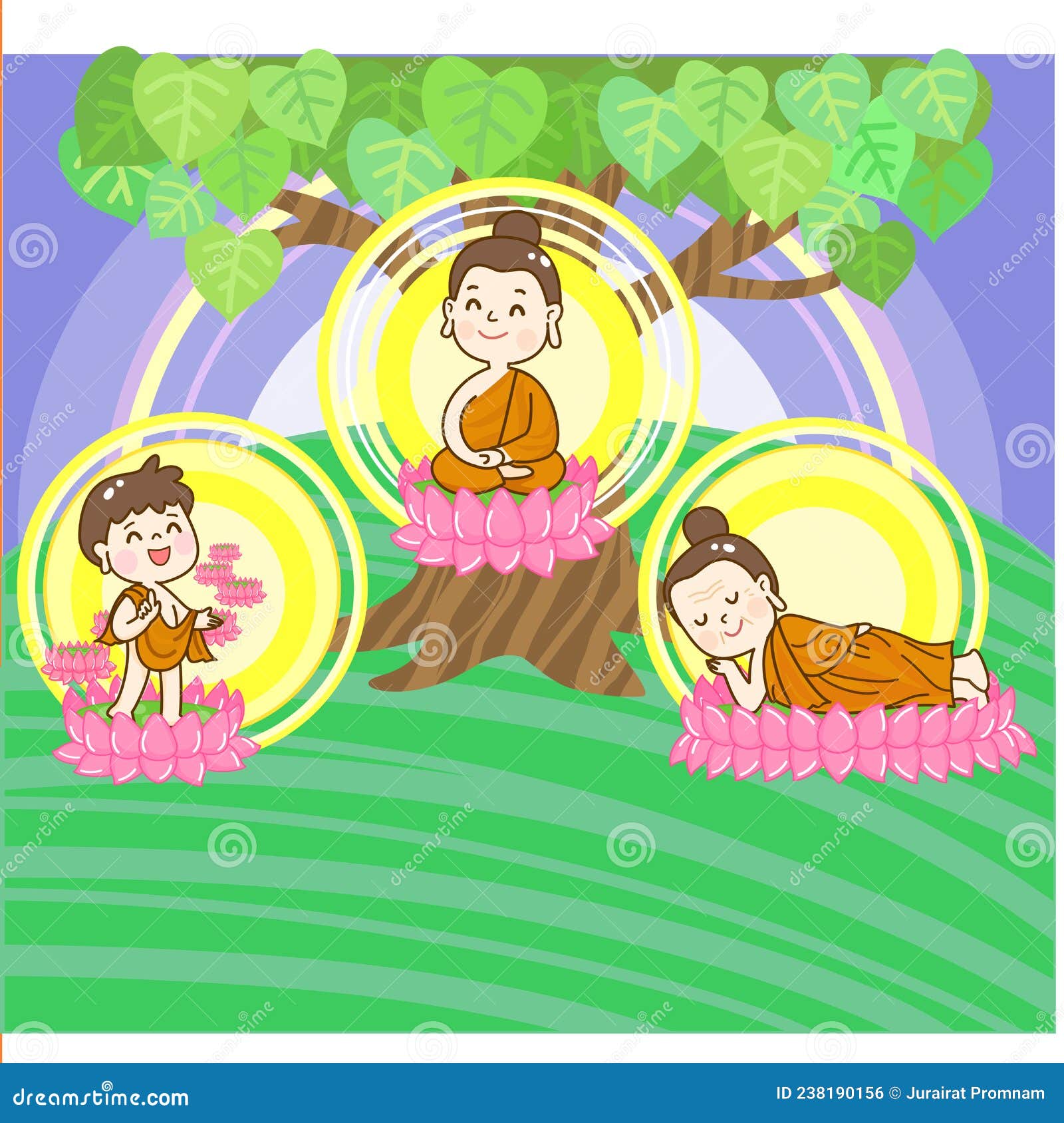 Cartoon the Buddha Character Vector. Stock Vector - Illustration of ...