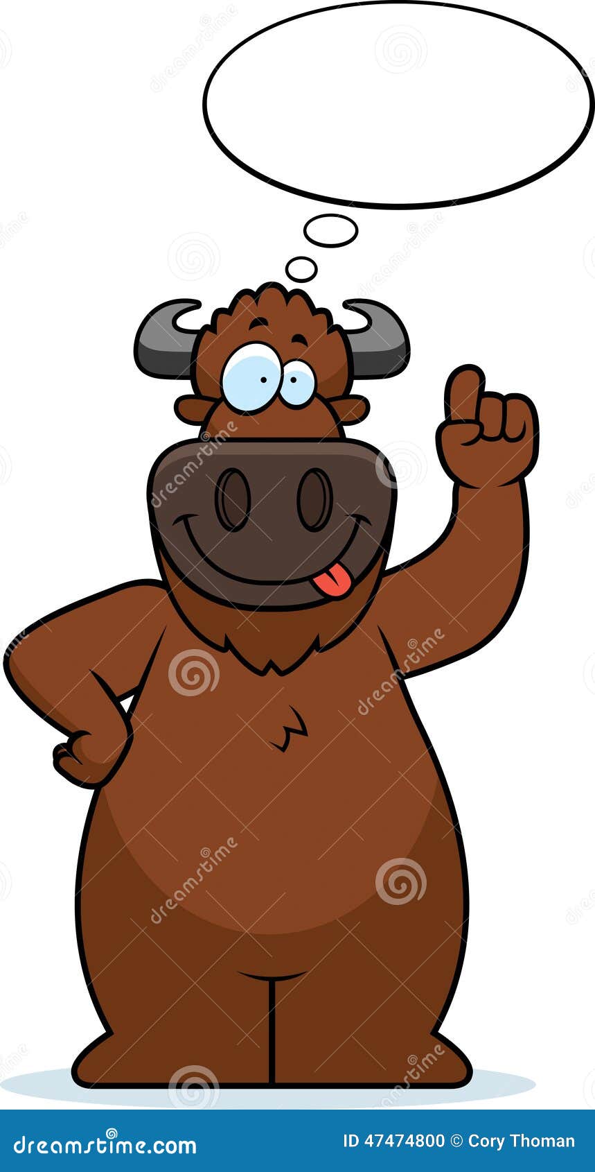 Cartoon Buffalo Thinking stock vector. Illustration of bison - 47474800