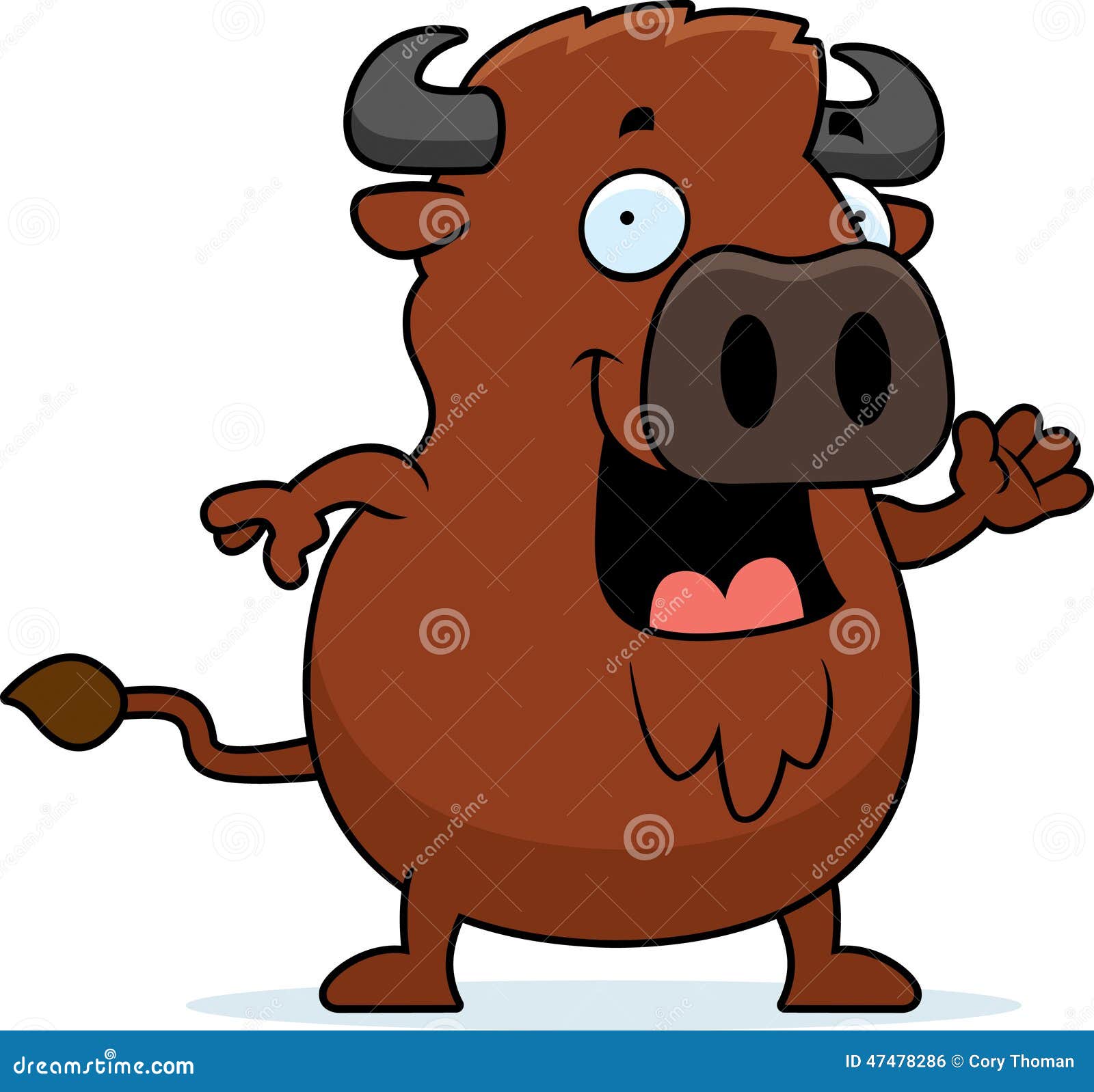 Cartoon Buffalo Waving stock vector. Illustration of bison - 47478286