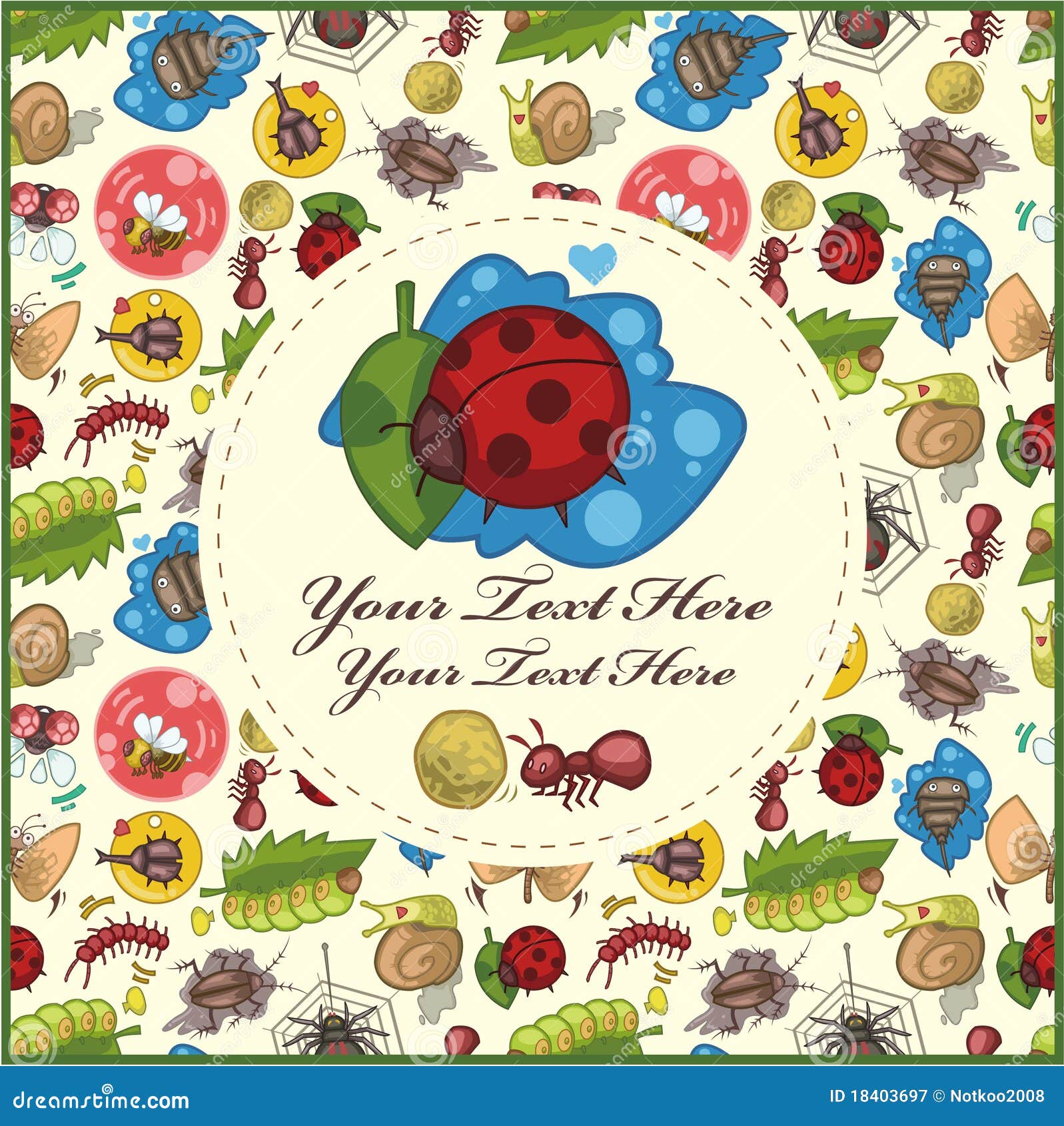 Cartoon bug card stock vector. Illustration of cute, centipedes - 18403697