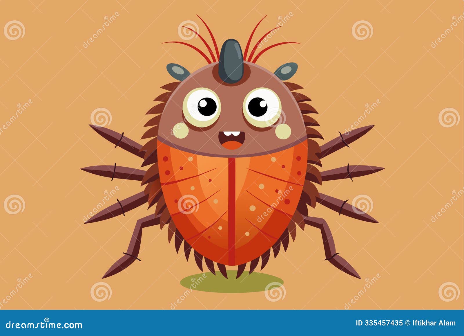 A Cartoon Bug with a Cheerful Expression, Featuring Customizable Design ...