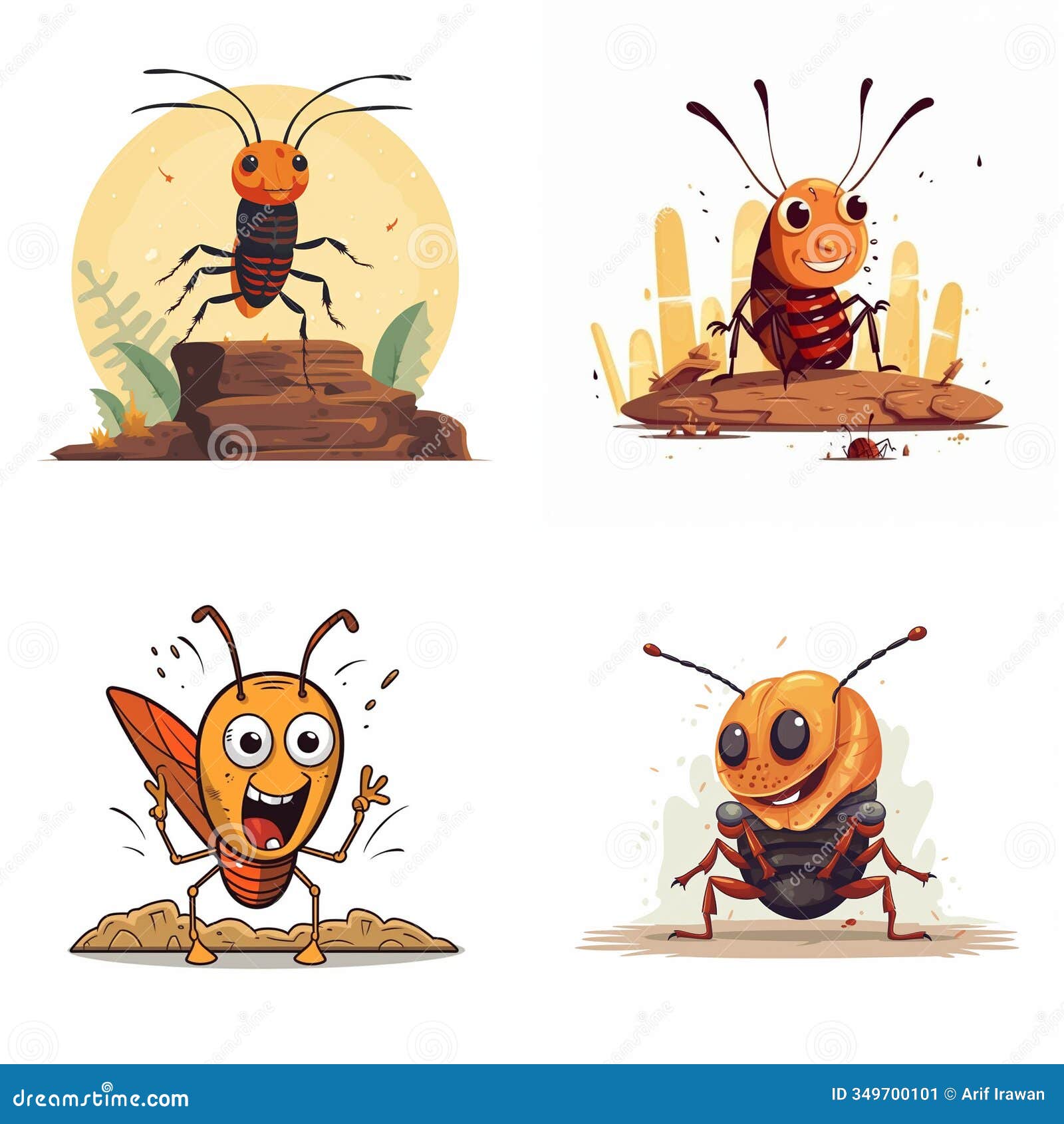 A Cartoon of a Bug with a Smile on Its Face Stock Illustration ...