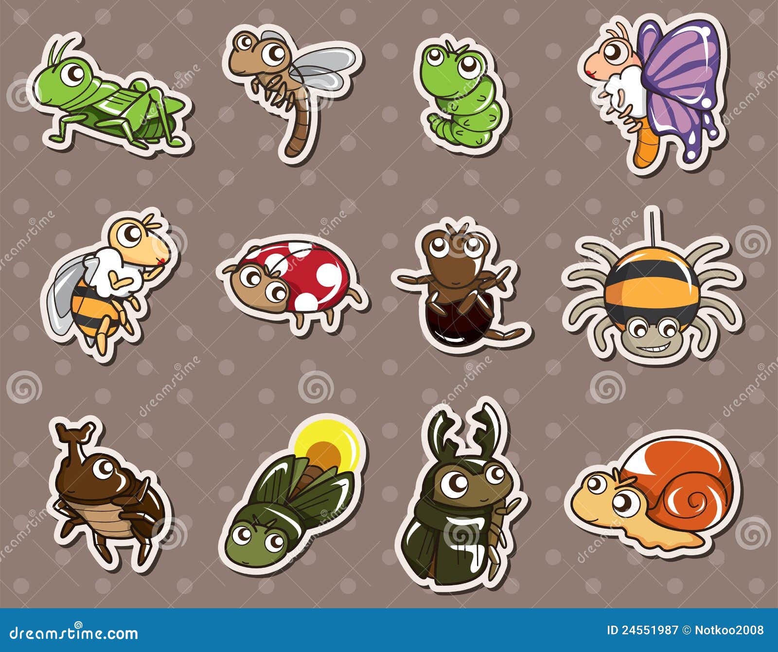 Cartoon bug stickers stock vector. Illustration of background - 24551987