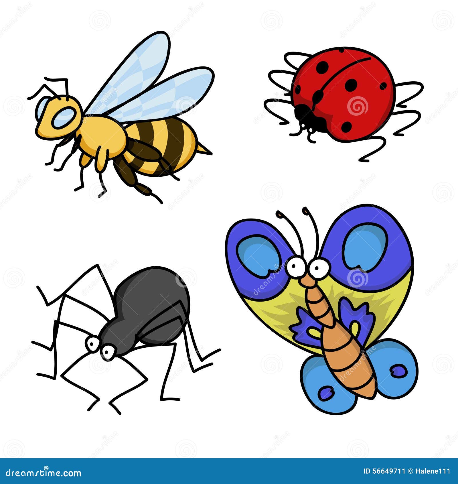 Cartoon Bugs Set stock illustration. Illustration of black - 56649711