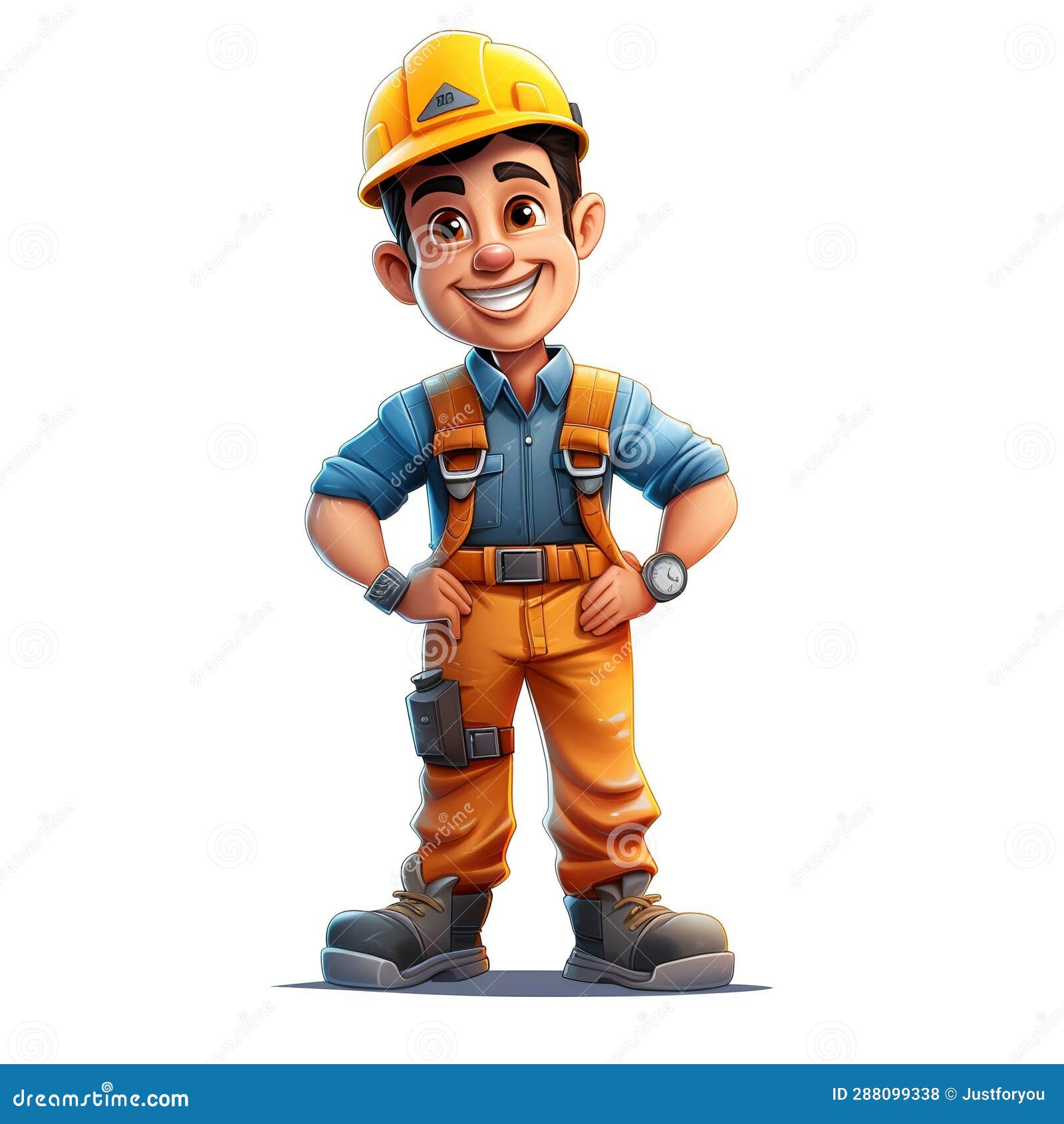 Cartoon Builder Character Ready for Work. Generative Ai Stock ...