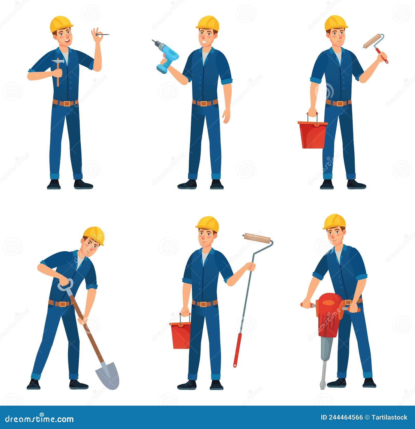 Cartoon Builder Characters, Worker Foreman And Painter | CartoonDealer ...